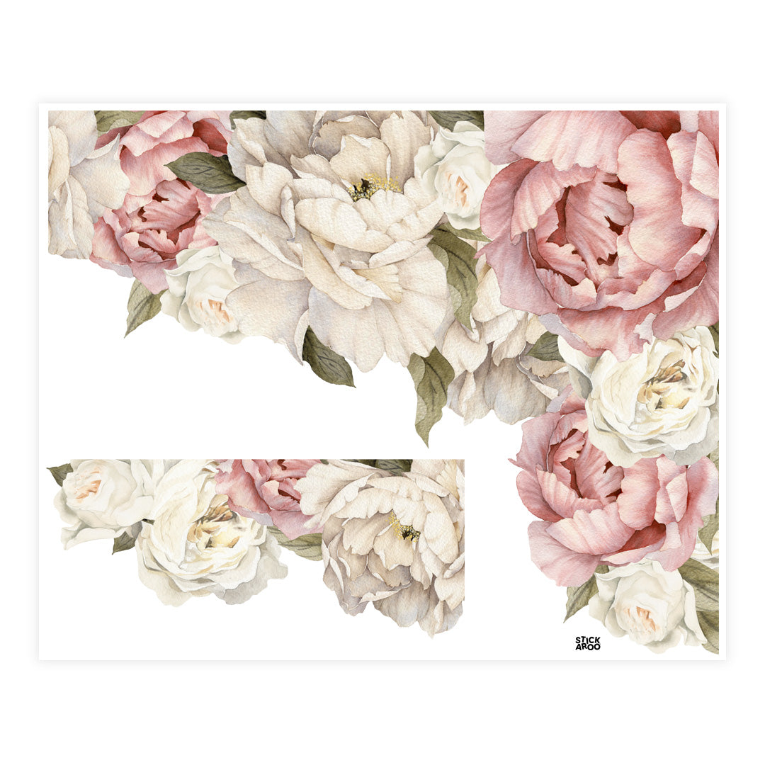 Rosey Peony Corner Piece – Stickaroo