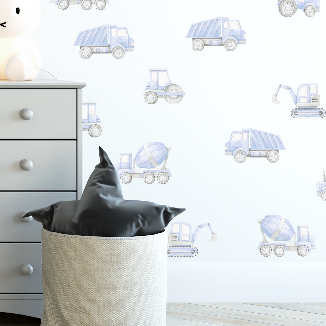 Watercolour Construction Pattern - Blue – Stickaroo